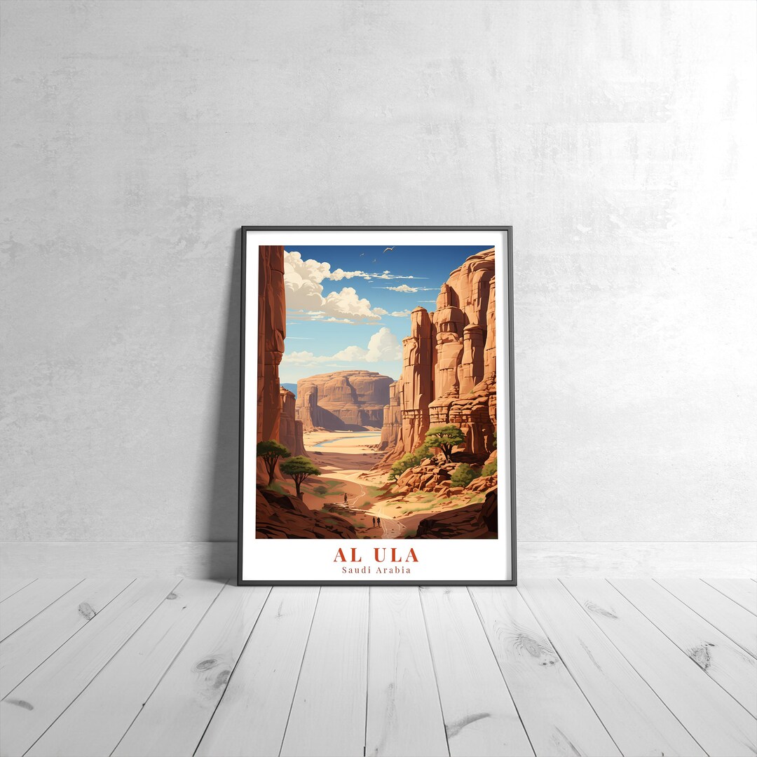 Al Ula Vintage Travel Poster Retro Saudi Arabia Art Print Colorful Home ...