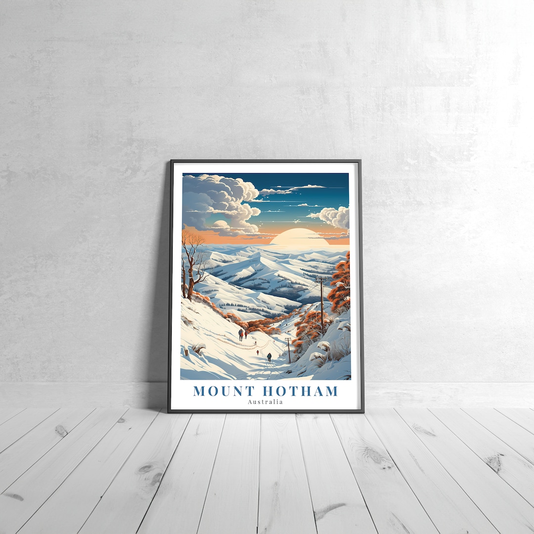 Mount Hotham Vintage Travel Poster Retro Australia Art Print Colorful ...