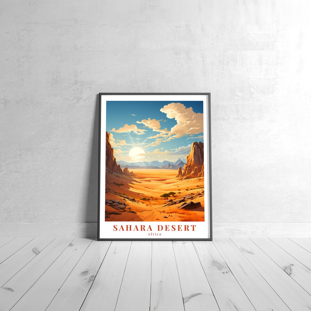 Sahara Desert Vintage Travel Poster Retro Africa Art Print Colorful ...