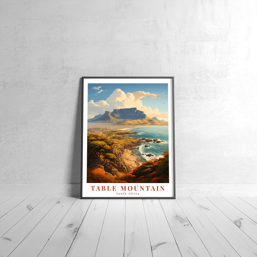 Table Mountain Vintage Travel Poster Retro South Africa Art Print ...