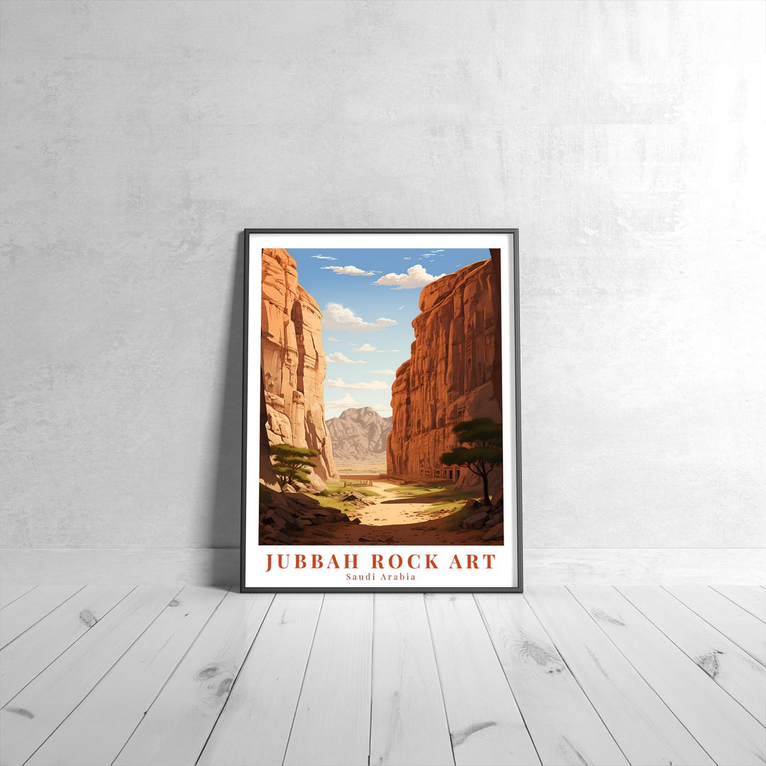 Jubbah Rock Art Vintage Travel Poster Retro Saudi Arabia Art Print ...