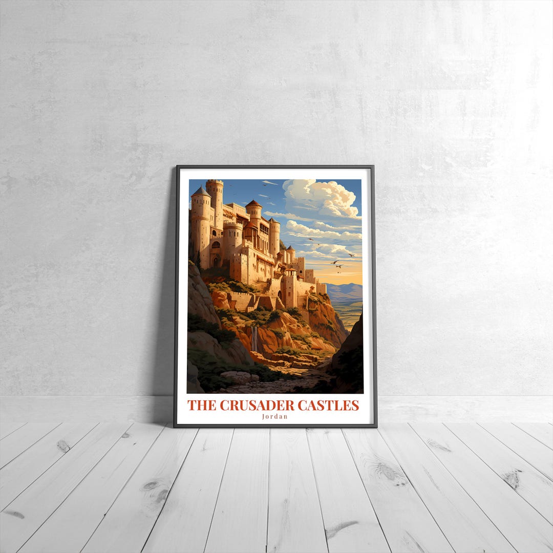 The Crusader Castles Vintage Travel Poster Retro Jordan Art Print ...