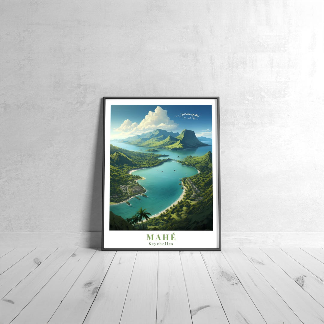 Mahé Vintage Travel Poster Retro Seychelles Art Print Colorful Home ...