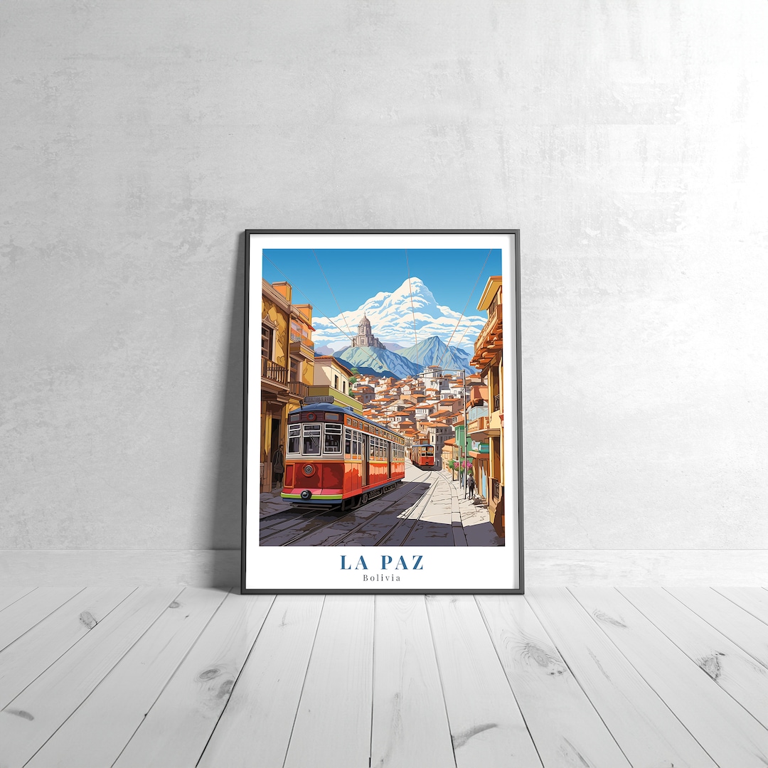 La Paz Vintage Travel Poster Retro Bolivia Art Print Colorful Home ...