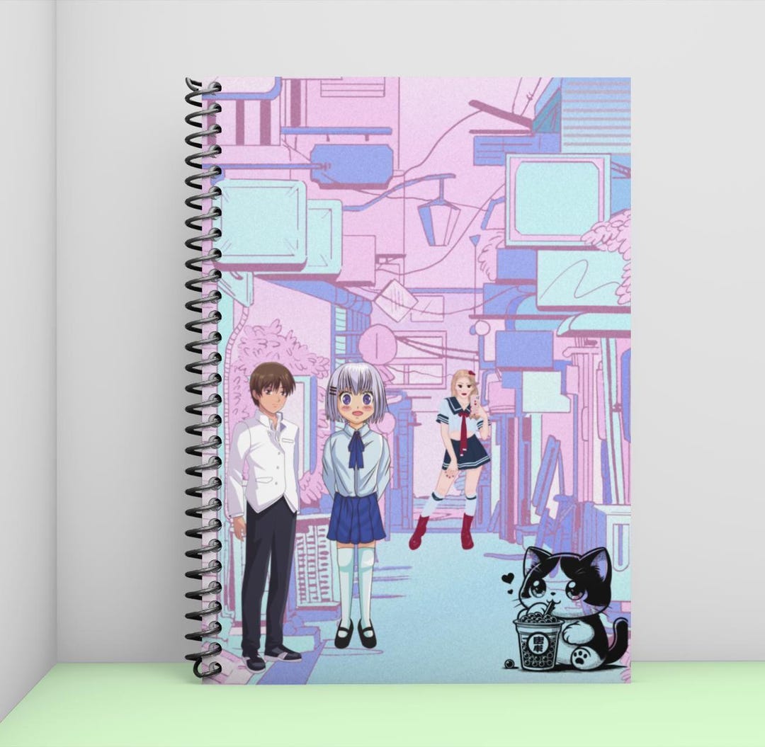 Anime Manga Man Girl Uniform Spiral Notebook Ruled Line, Journal ...