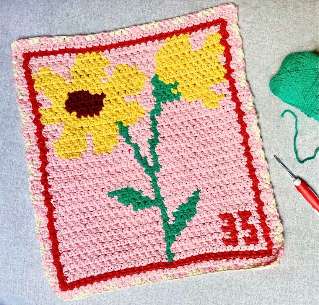 Flower Stamp Tapestry Crochet Pattern - Etsy