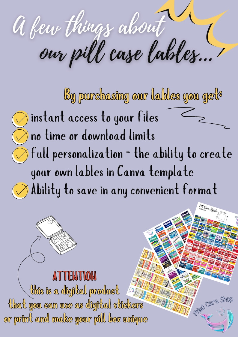Pharmacy Printable Labels to Personalize Your Pill Box, Custom Medicine ...