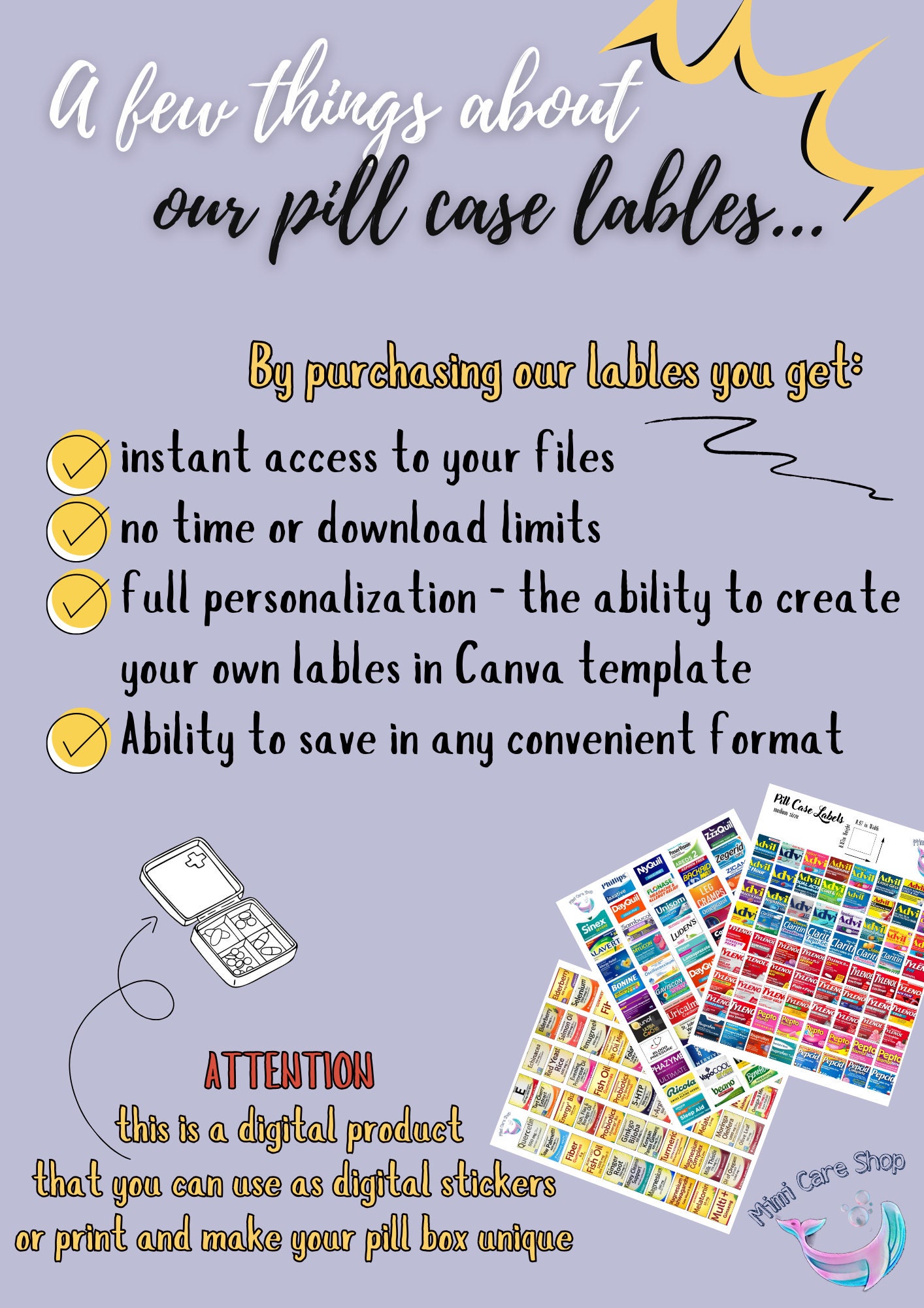 Pharmacy Printable Labels to Personalize Your Pill Box, Custom Medicine ...