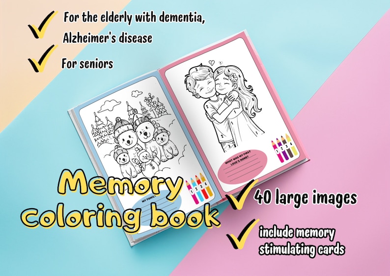 MEMORY COLORING BOOK, Coloring Pages for Adults, for Seniors With ...