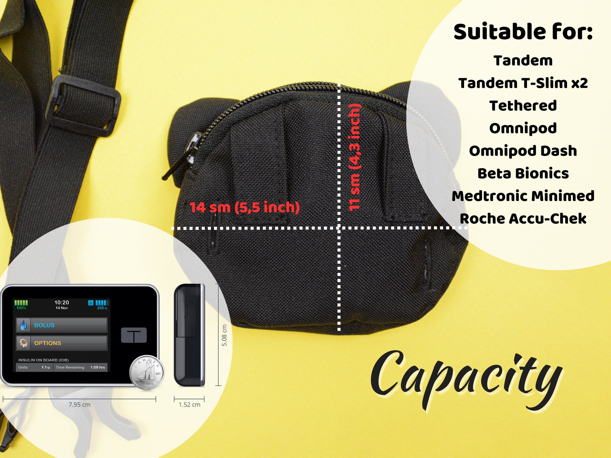 Insulin Pump Case for 780g Insulin Pump Holster, Adjustable Diabetes ...