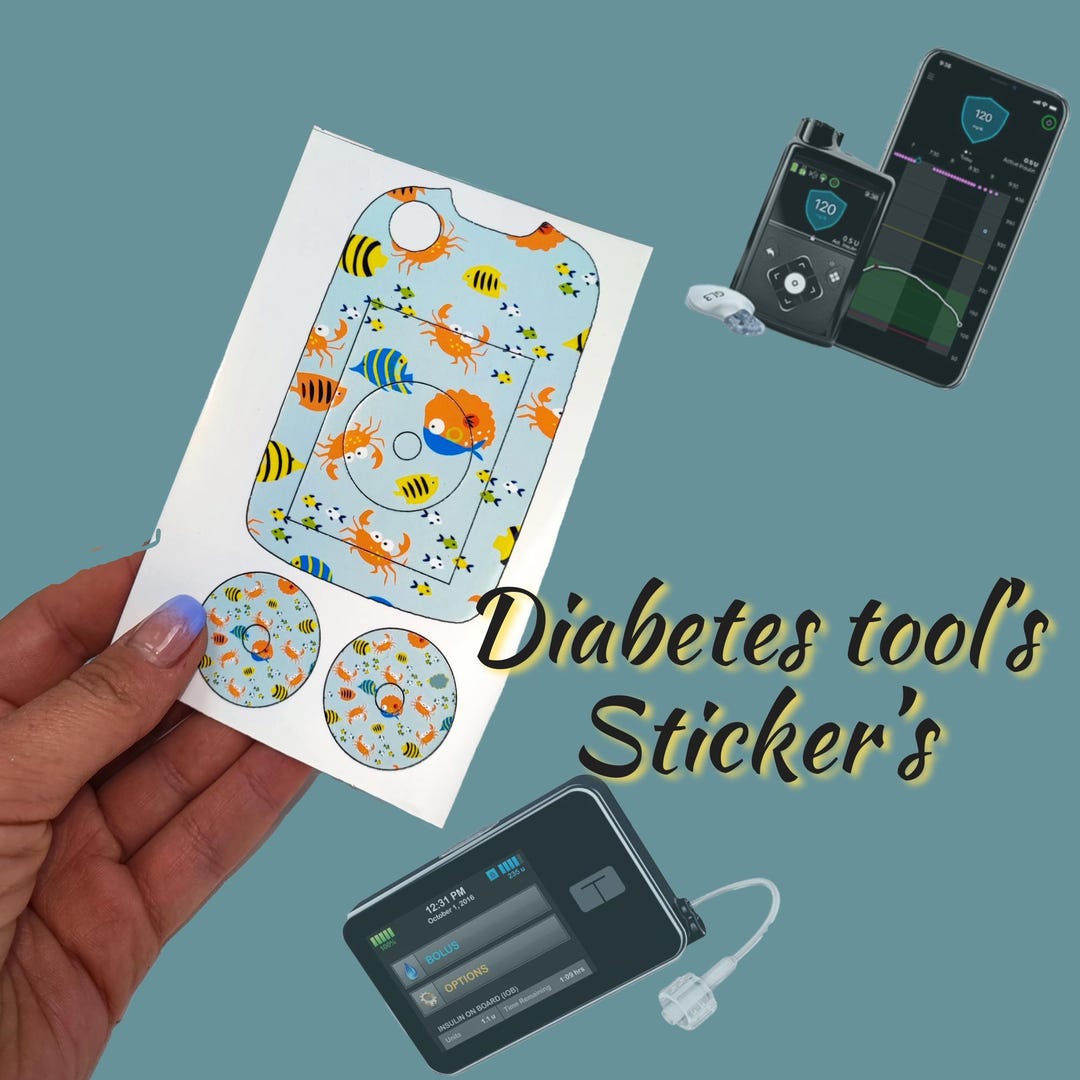 Diabetes Stickers + Optional Sensor Transmitter Decals, Accu-chek Guide ...