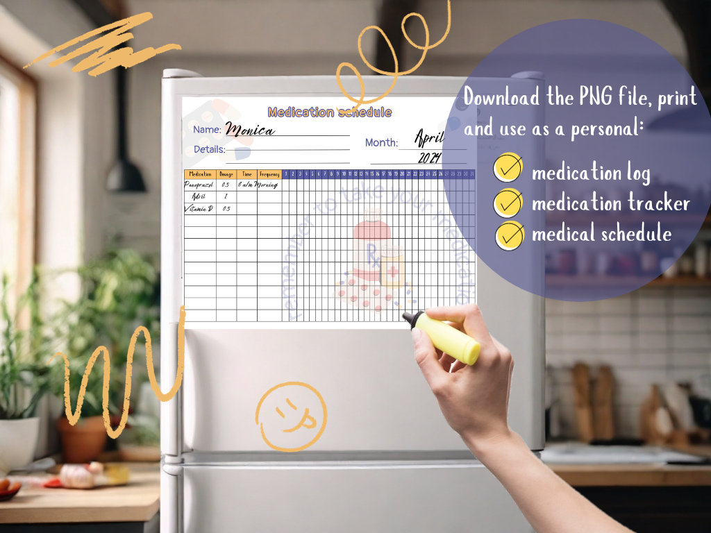 Editable Monthly Medication Schedule for Nursing Student or Carer ...