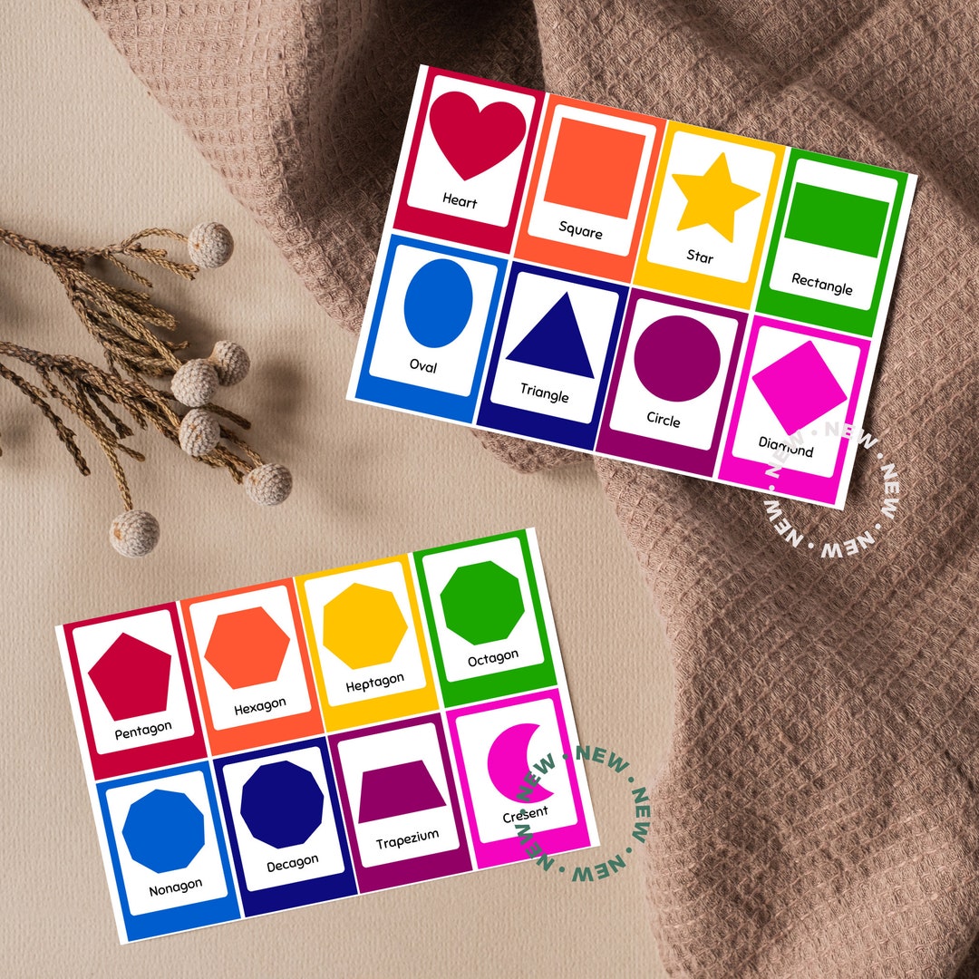 16 Shapes Flash Cards Printable 2D Geometric Shapes 2 FREE - Etsy