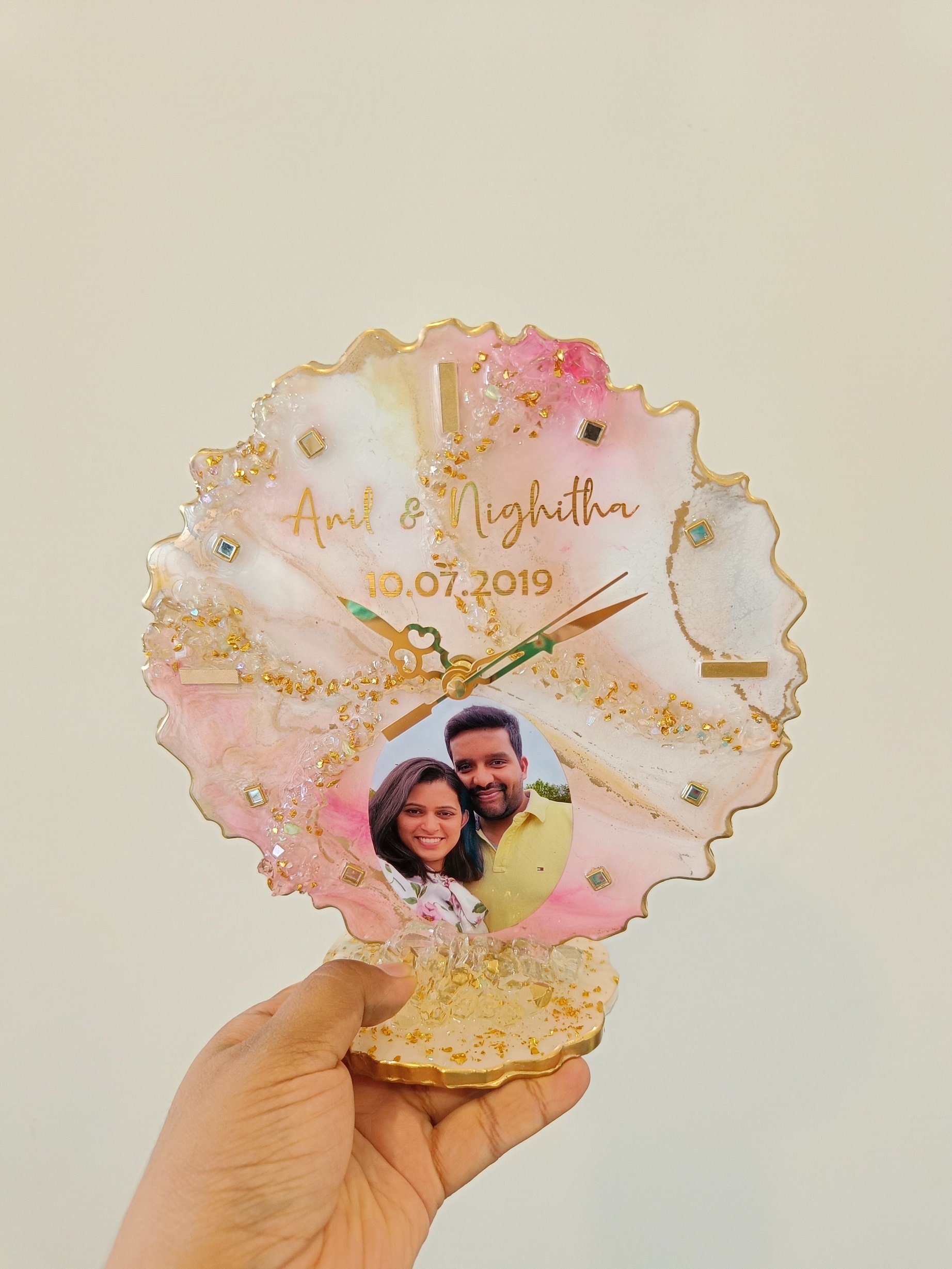 Photo Inclusive 8 Personalized Resin Desk Clock in Any Color/ Print ...