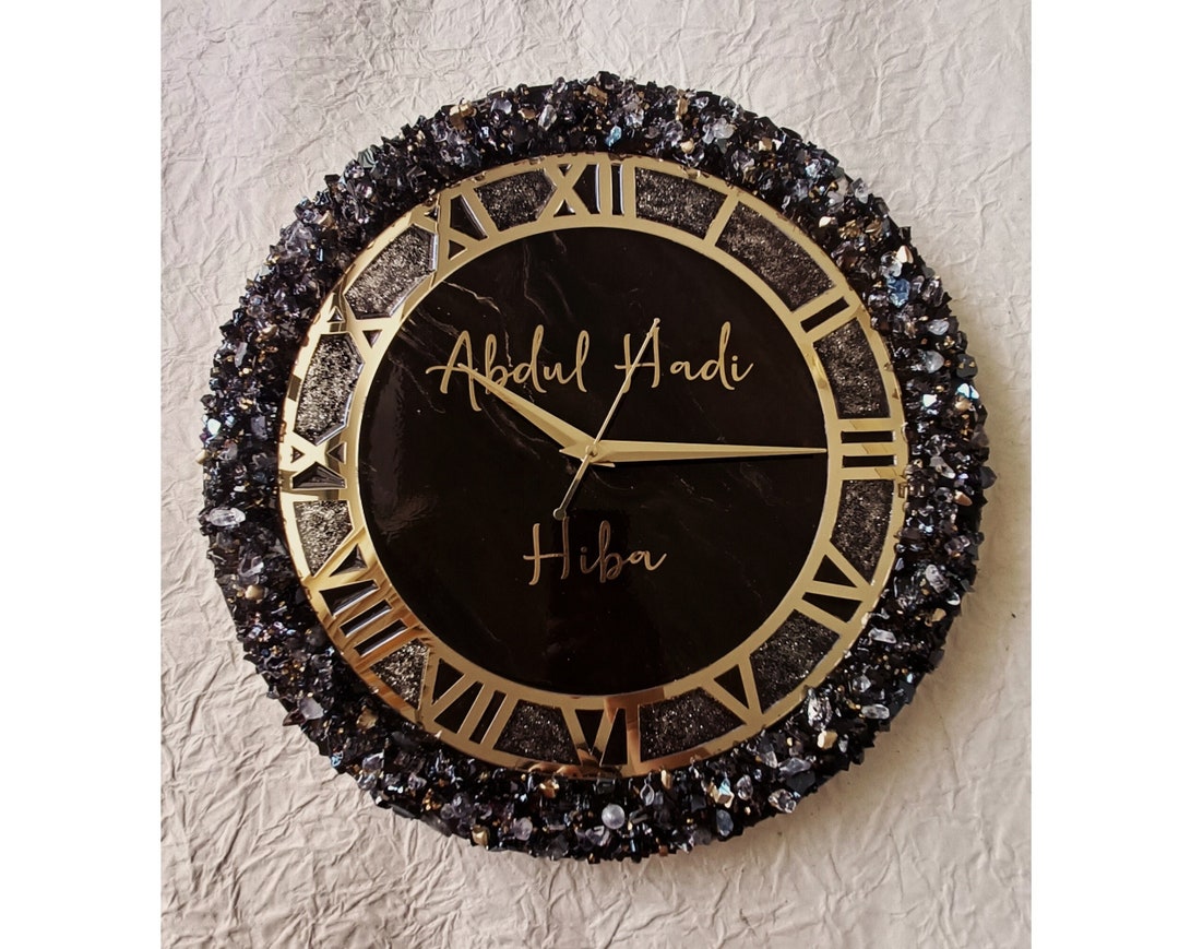 Chocolate Brown Resin Wall Clock With Marble Effect/ Customizable Clock ...