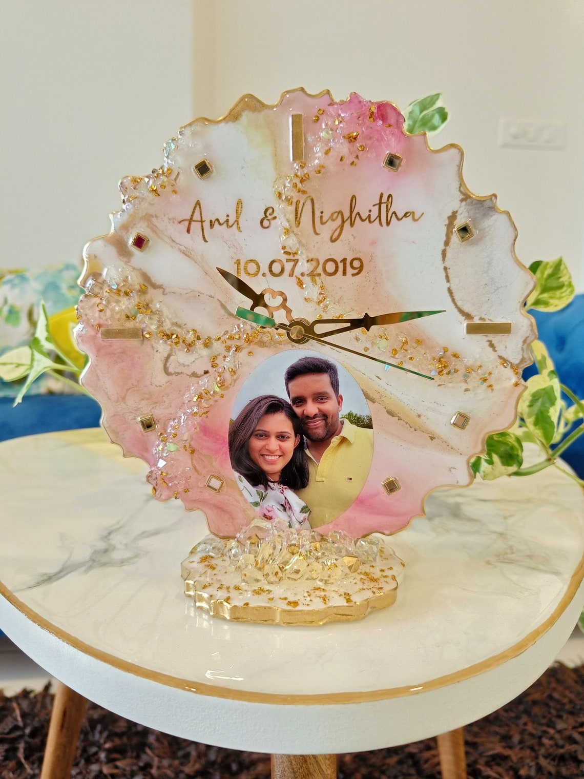 Photo Inclusive 8 Personalized Resin Desk Clock in Any Color/ Print ...