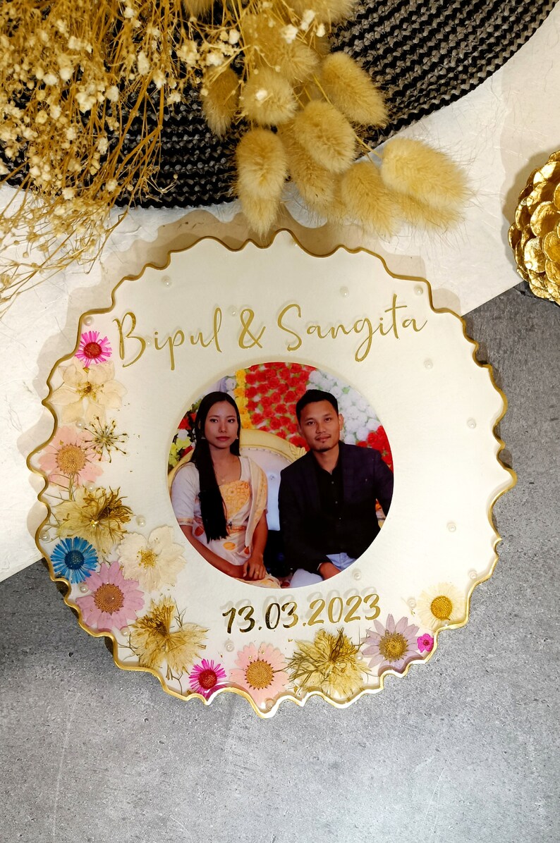 Customizable Resin Photo Frame With Real Flowers in Any Color/ Birthday ...