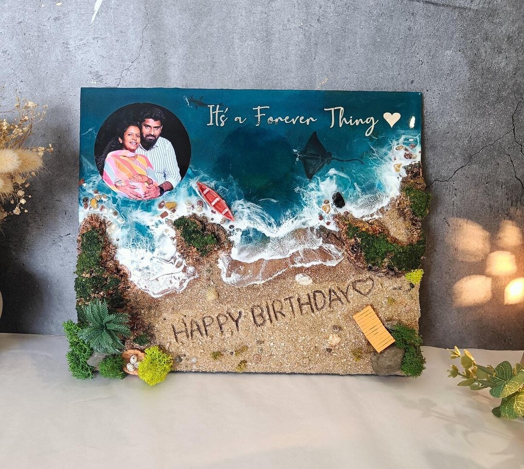 Personalized Beach Resin Art With Photo/ Beach Frame/ Customizable ...
