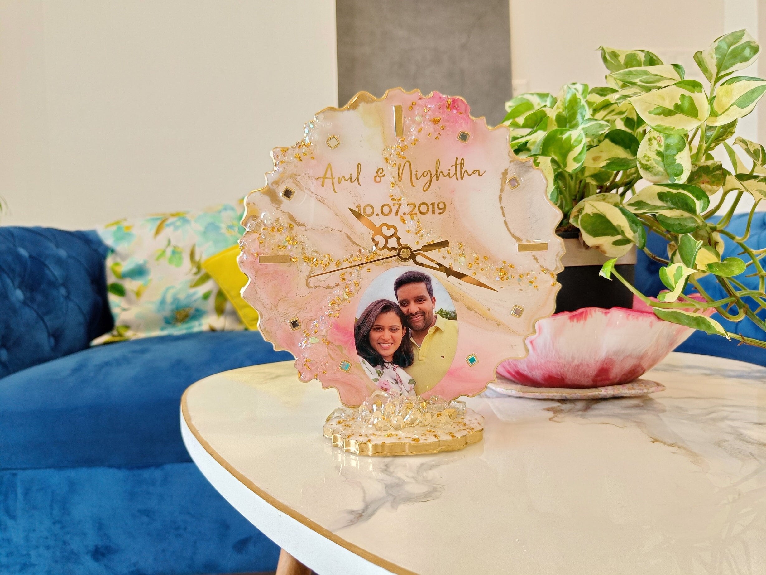 Photo Inclusive 8 Personalized Resin Desk Clock in Any Color/ Print ...