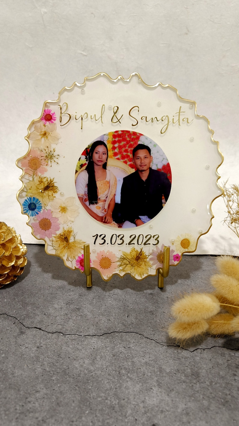 Customizable Resin Photo Frame With Real Flowers in Any Color/ Birthday ...