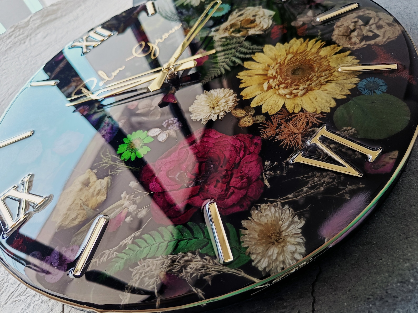 Floral Resin Clock With Your Name/ Resin Clock With Real Dried Flowers ...