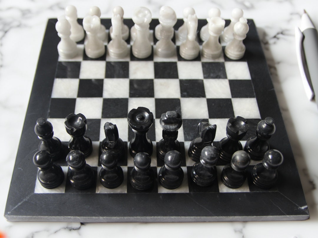 Handmade Marble Chess Set Stone Chess Set Handmade 30x30 Cm - Etsy