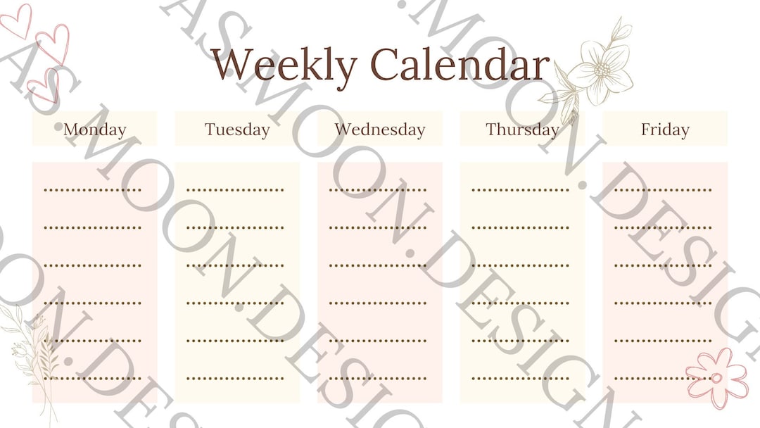 Weekly Calendar to Do List - Etsy