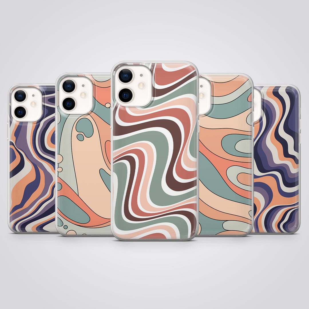Swirl Phone Case Wavy Groovy Retro Cover Fit for iPhone 16 Pro Max, 15 ...