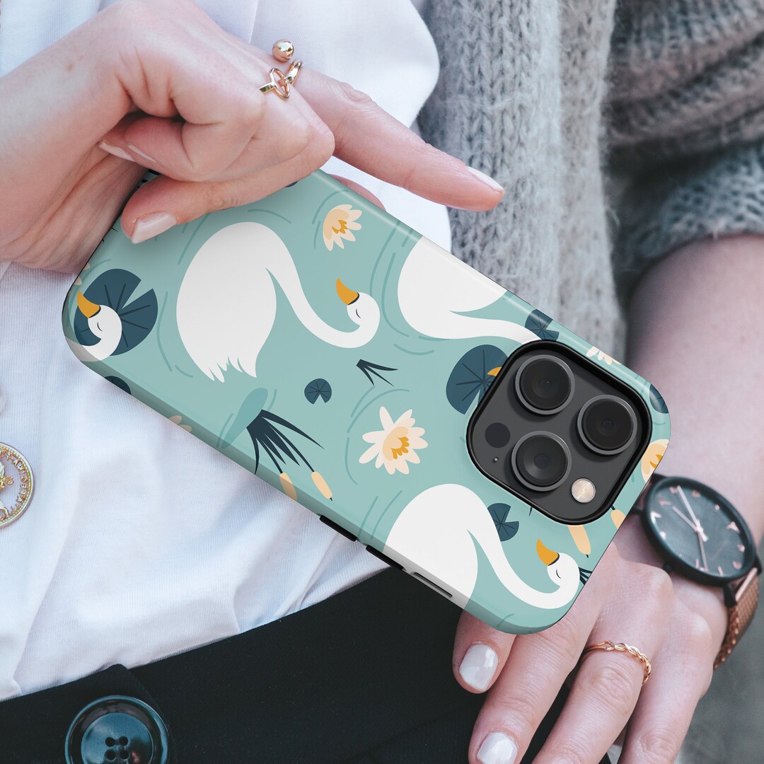 Swan Phone Case Cute Water Plants TOUGH Cover Fit for iPhone 16 Pro Max ...