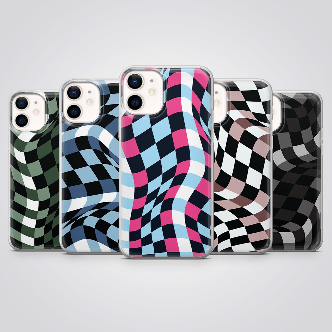 Checkered Phone Case Wavy Check Pattern Cover Fit for iPhone 16 Pro Max ...