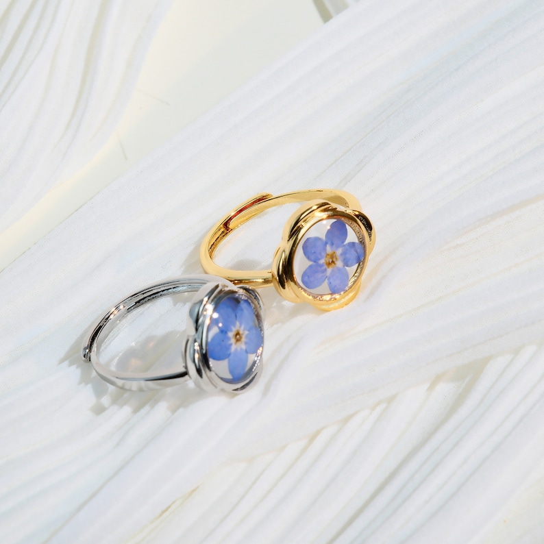 Forget Me Not Flower Rings, Natural Jewelry, Pressed Flower Rings ...