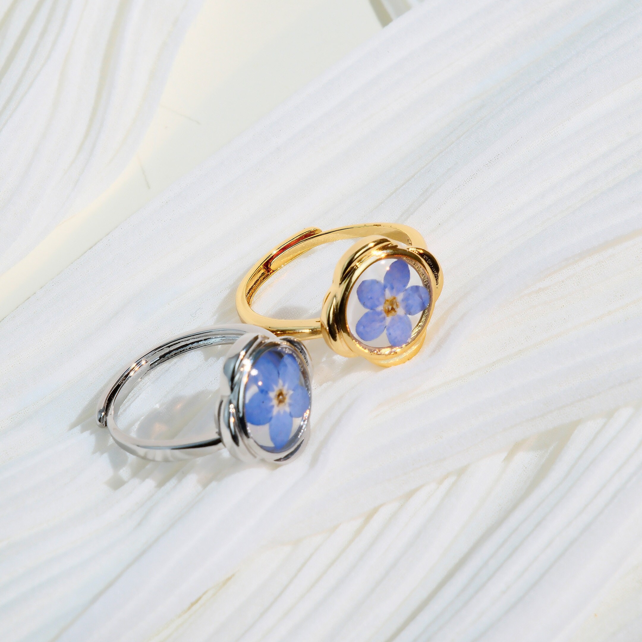 Forget Me Not Flower Rings, Natural Jewelry, Pressed Flower Rings, Dried Flower Jewelry ...