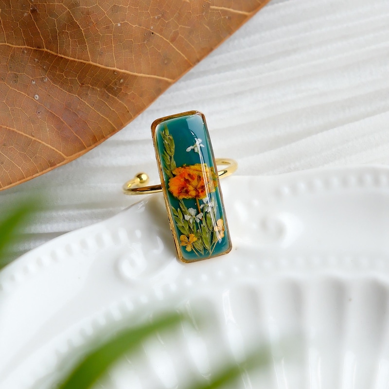 Orange Flower Ring - Etsy