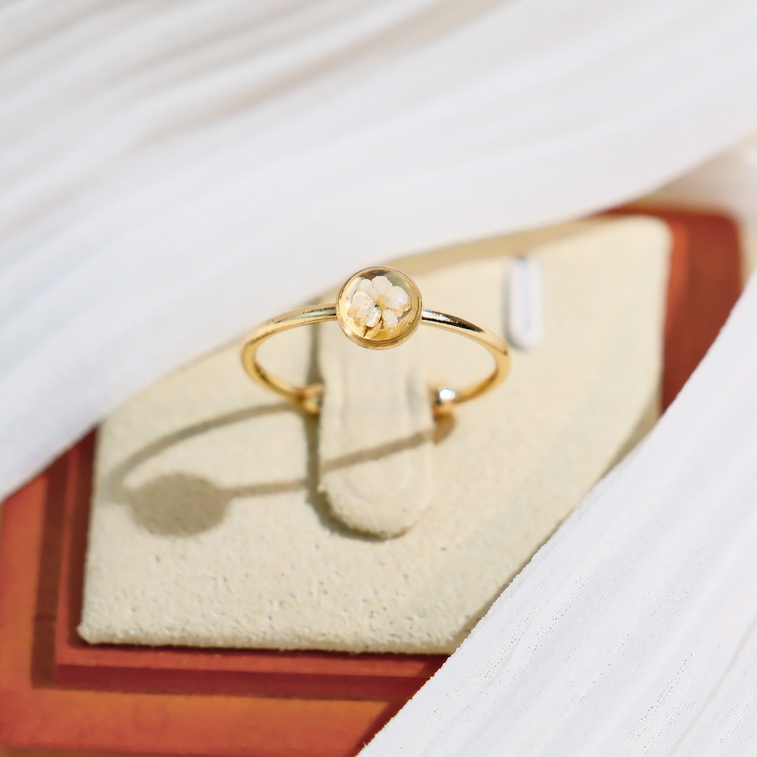 Real Flower Rings, Pressed Flower Rings, Dried Flower Resin Rings, Botanical Jewelry, Handmade ...