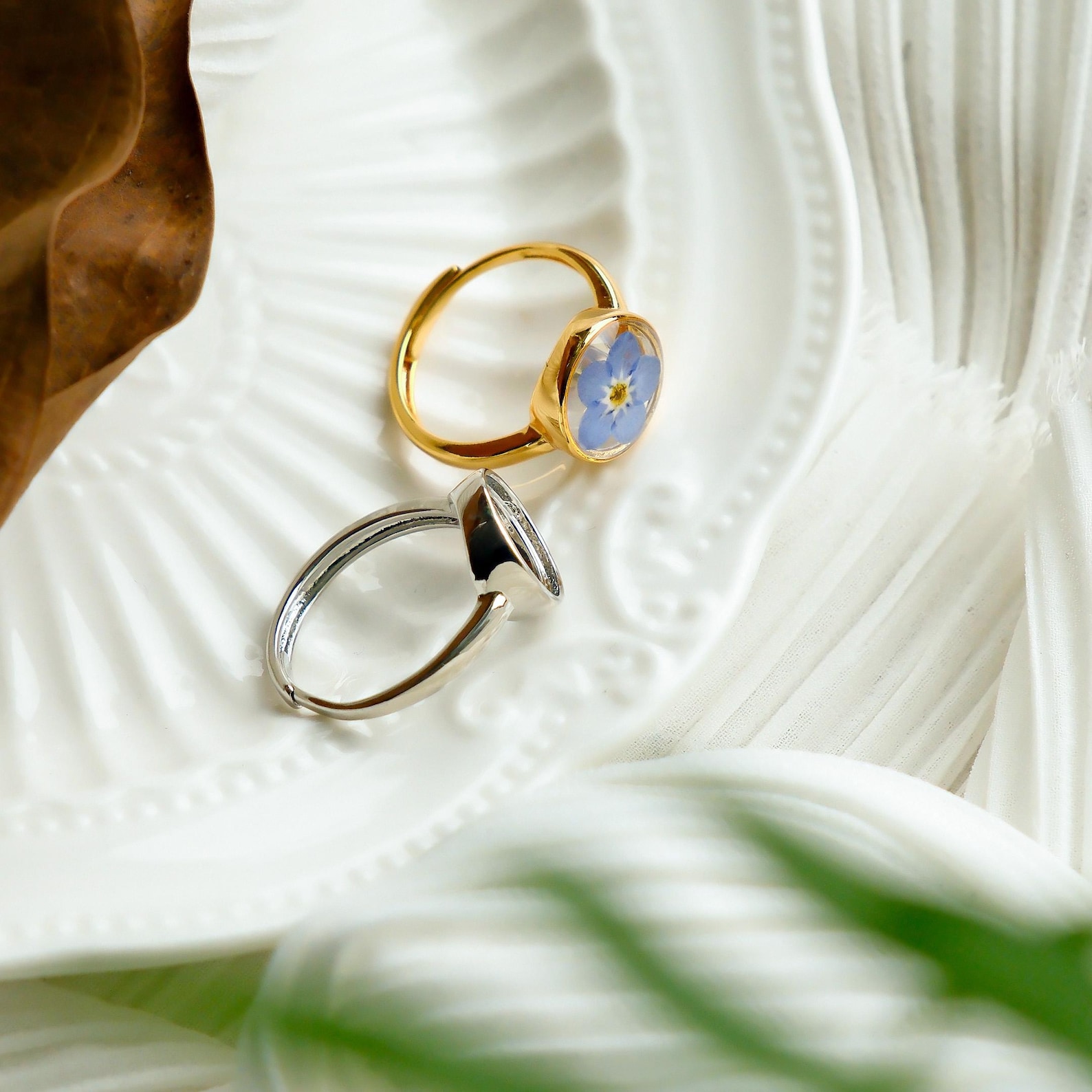 Forget Me Not Flower Resin Ring: Handmade Adjustable Floral Rings ...