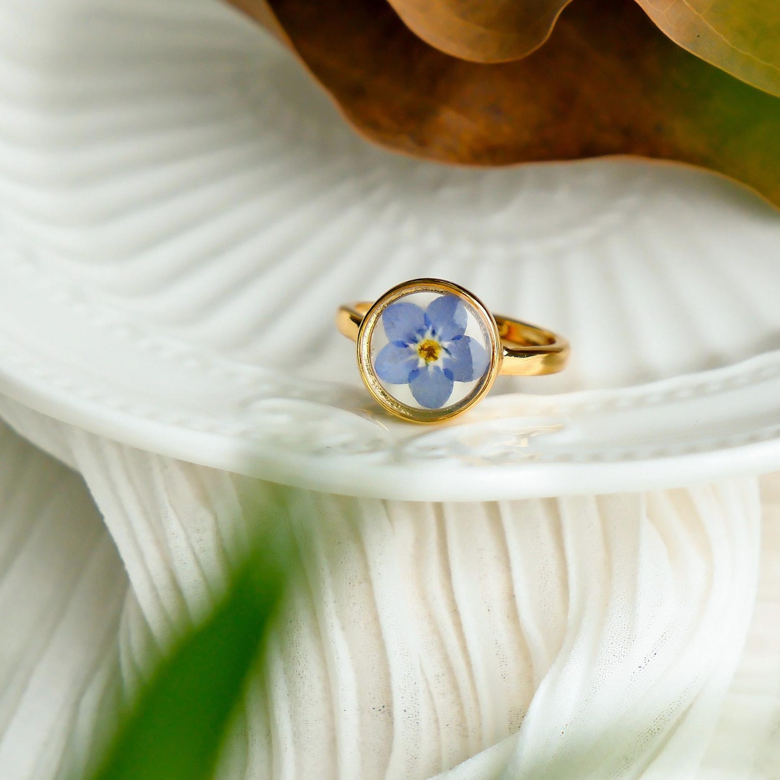 Forget Me Not Flower Resin Ring: Handmade Adjustable Floral Rings ...
