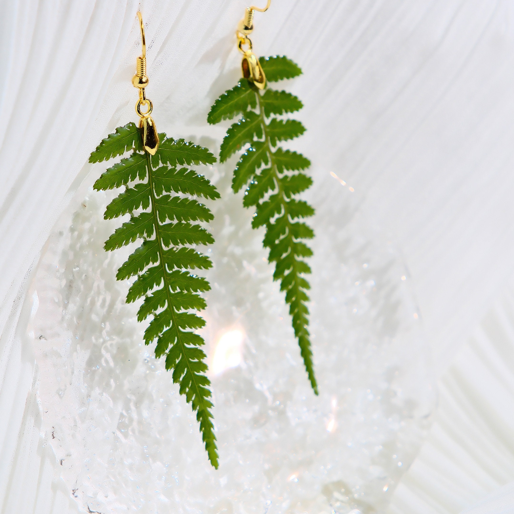 Real Fern Leaves Earrings, Pressed Leaves Earrings, Resin Fern Leaf Earrings, Handmade Jewelry ...