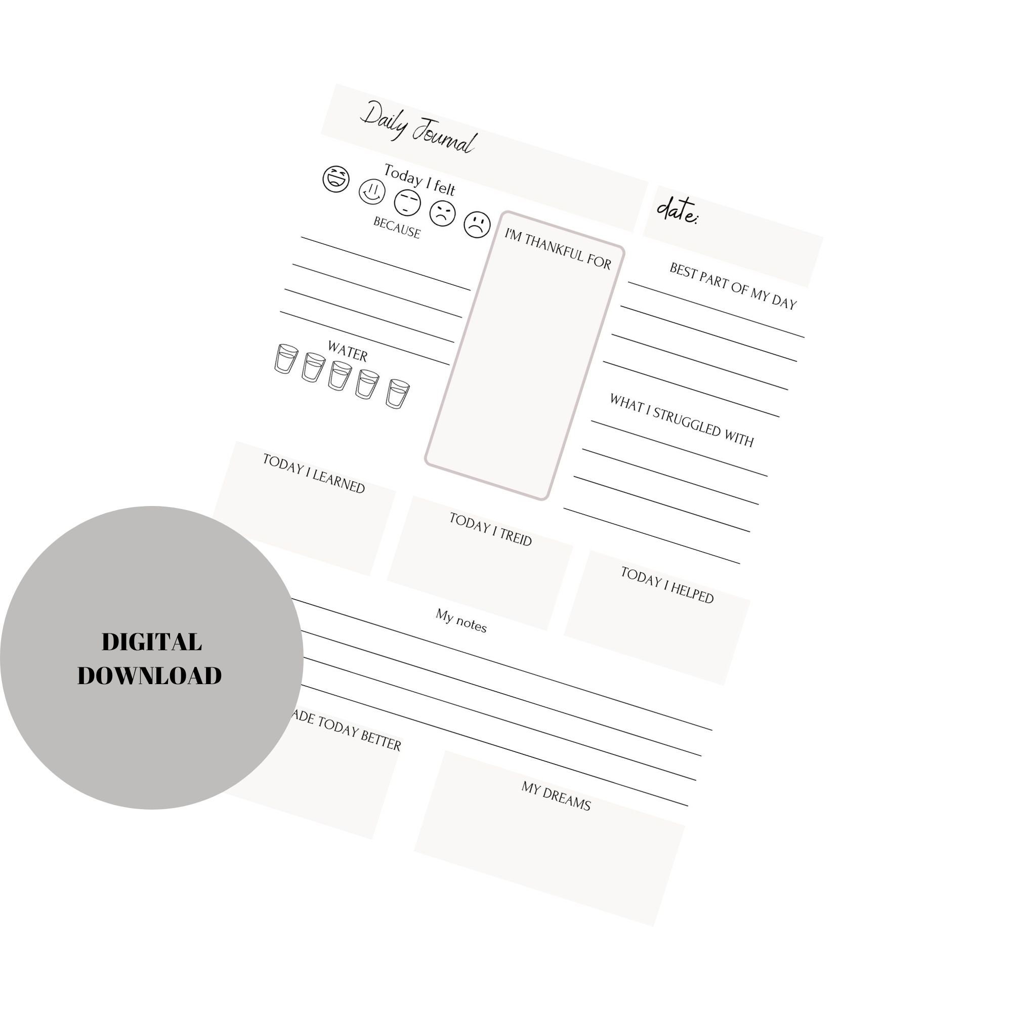 Kids Daily Journal | Printable Kids Journal | DIY Journal Pages | Diary ...