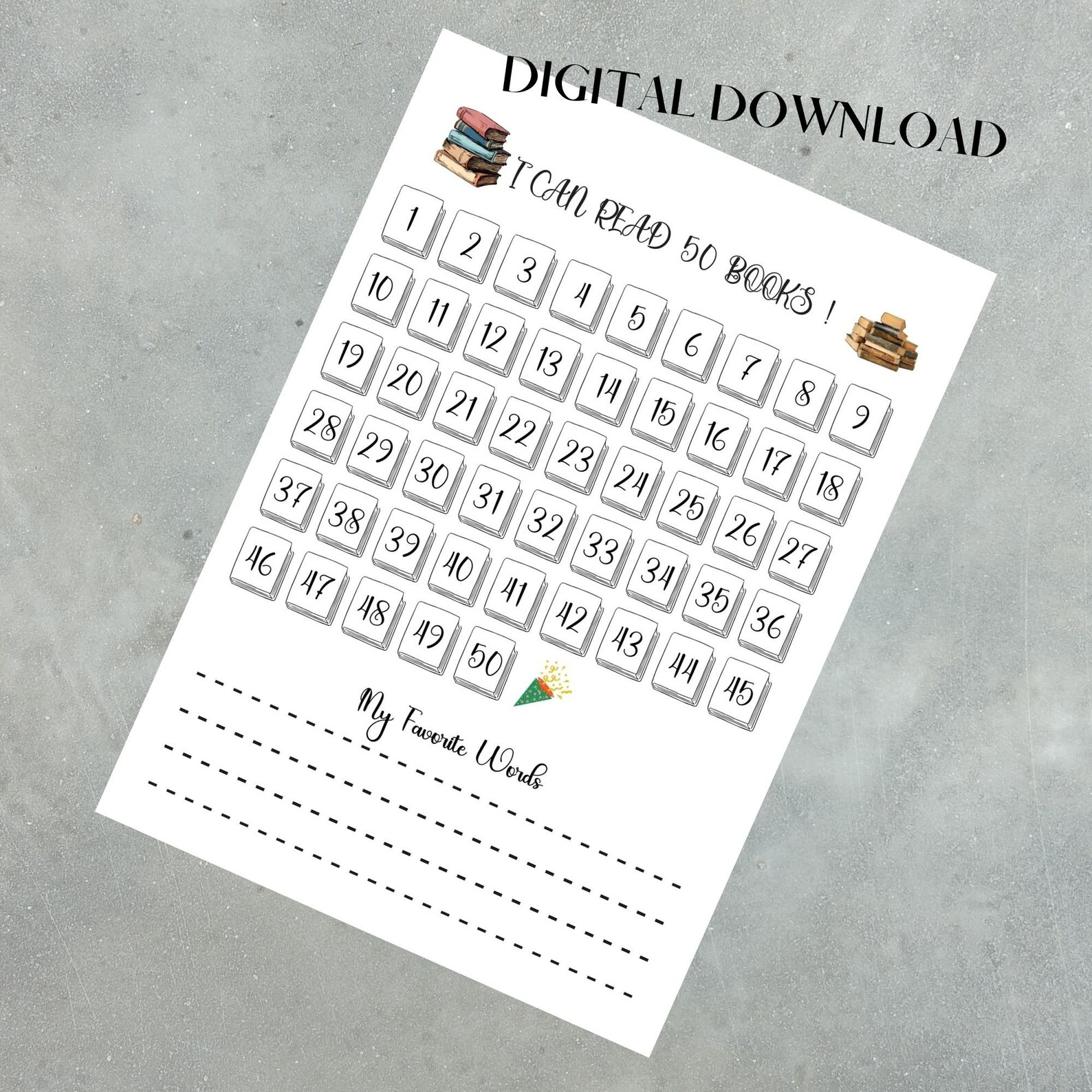 Printable Reading Chart Kids Reading Log Tracker 50 100 - Etsy