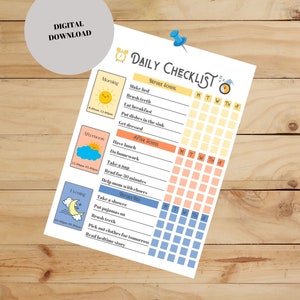 Kids Daily School Checklist Schedule Printable, Editable Chore Chart ...