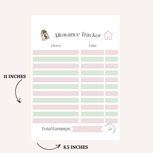 Editable Allowance Chart for Kids | Allowance Tracker | Editable Chore ...