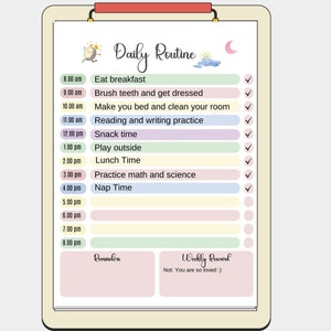 Daily Routine Chore Chart for Kids, Daily Schedule Template Editable ...