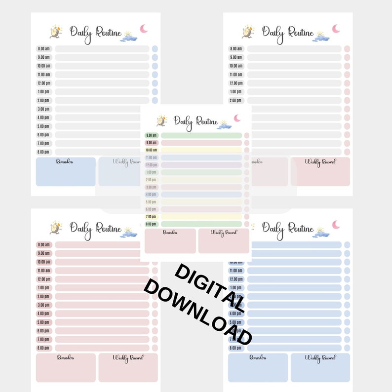Daily Routine Chore Chart for Kids, Daily Schedule Template Editable ...
