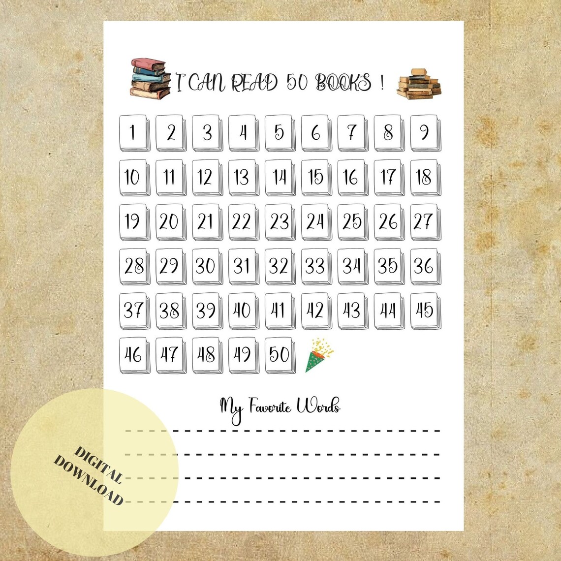 Printable Reading Chart Kids, Reading Log Tracker 50 100 Books, Book ...