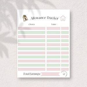 Editable Allowance Chart for Kids | Allowance Tracker | Editable Chore ...