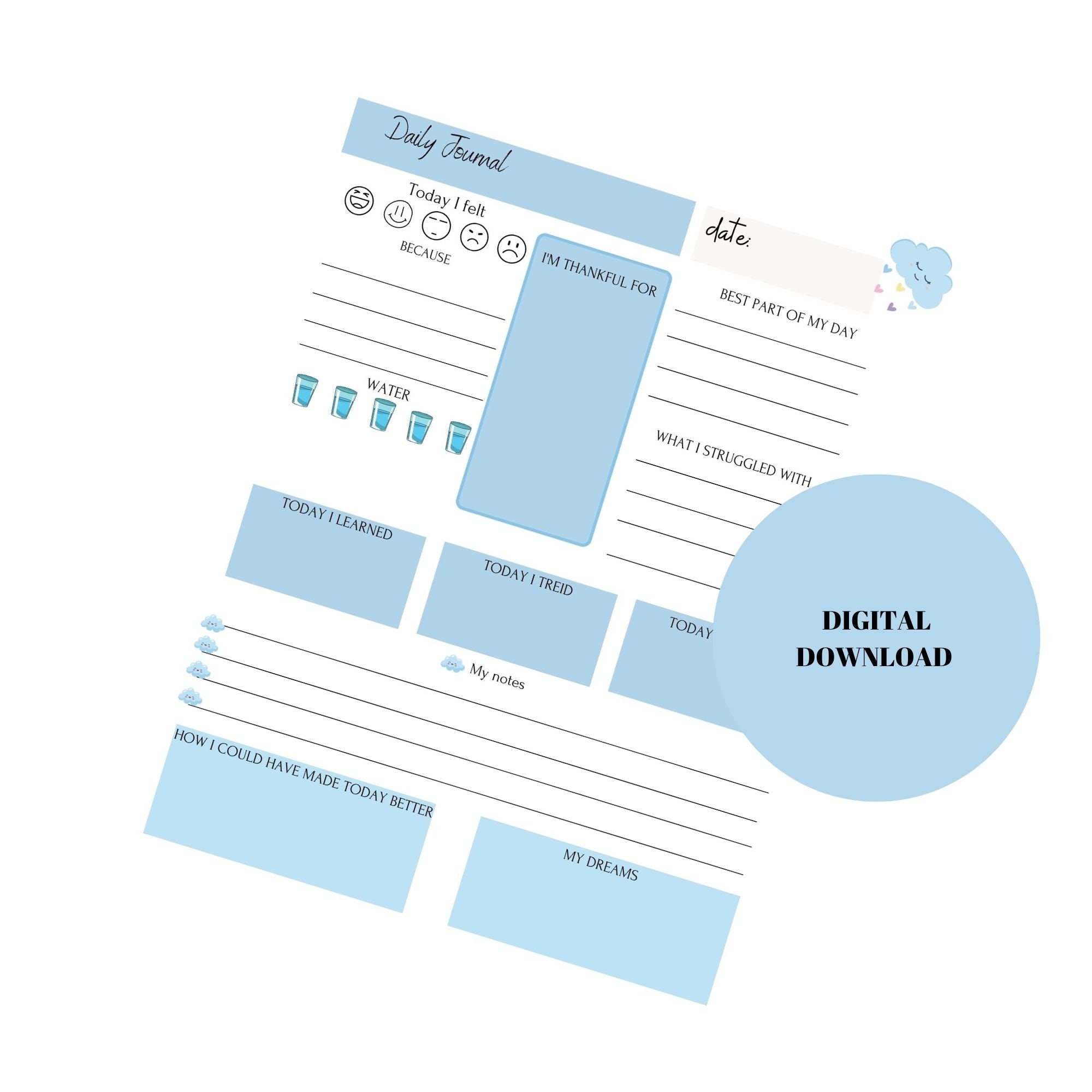 Kids Daily Journal | Printable Kids Journal | DIY Journal Pages | Diary ...