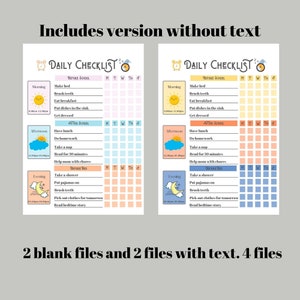 Kids Daily School Checklist Schedule Printable, Editable Chore Chart ...