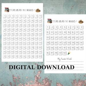 Printable Reading Chart Kids Reading Log Tracker 50 100 - Etsy