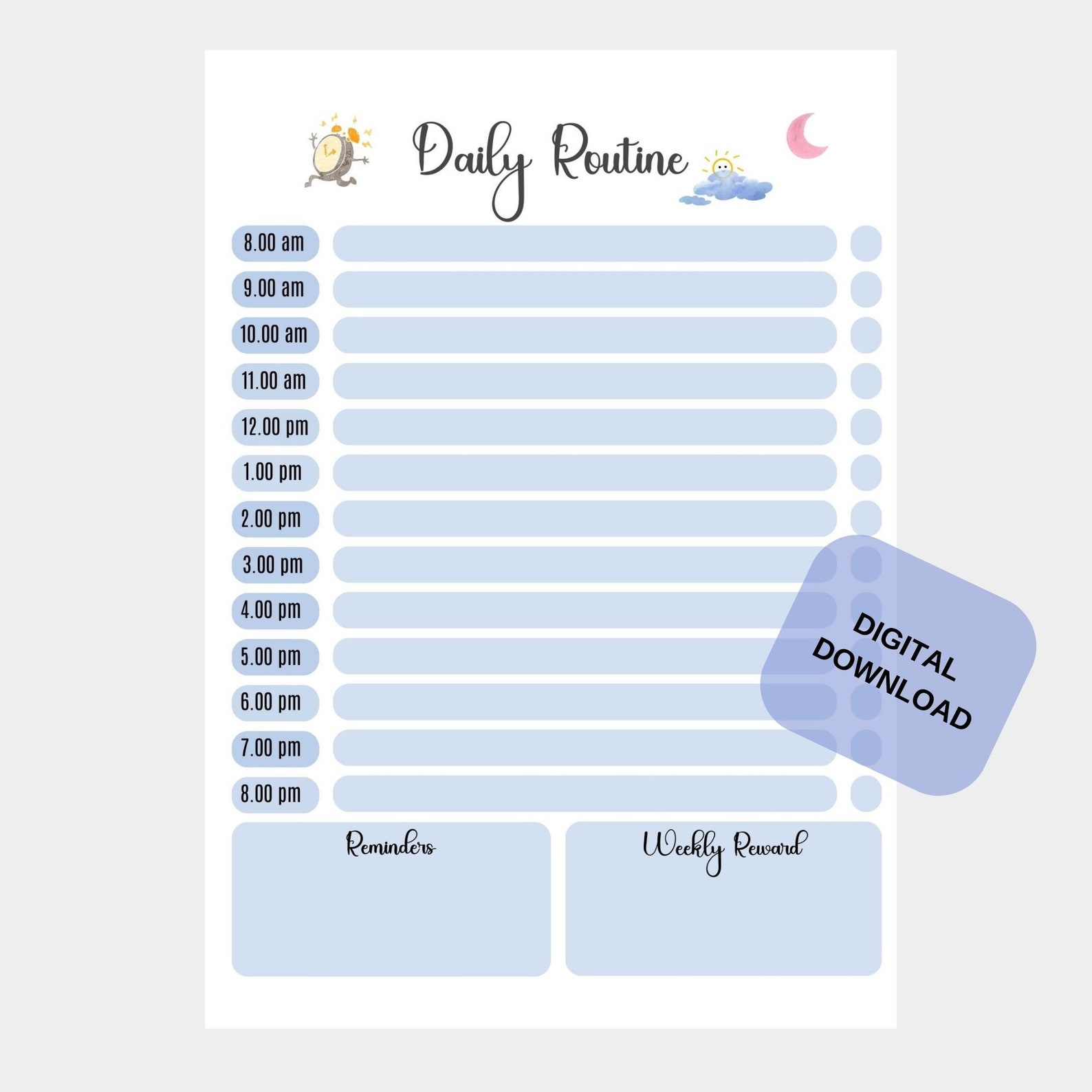 Daily Routine Chore Chart for Kids, Daily Schedule Template Editable ...