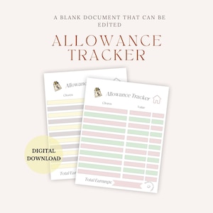 Editable Allowance Chart for Kids | Allowance Tracker | Editable Chore Chart | PDF Incentive ...